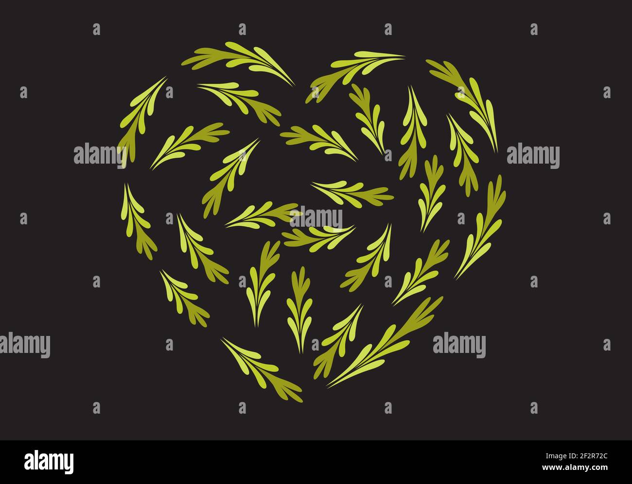vector heart shape tree leaf garden flowers design Stock Vector Image ...