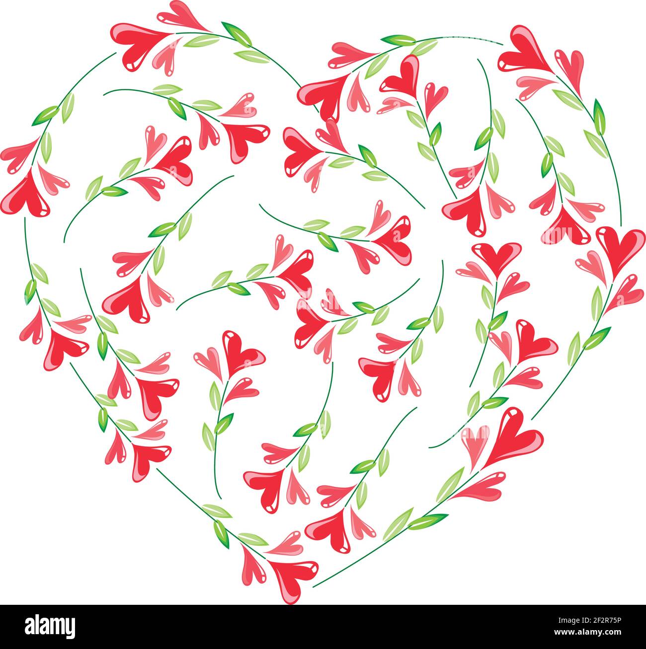vector heart shape tree leaf garden flowers design Stock Vector Image ...