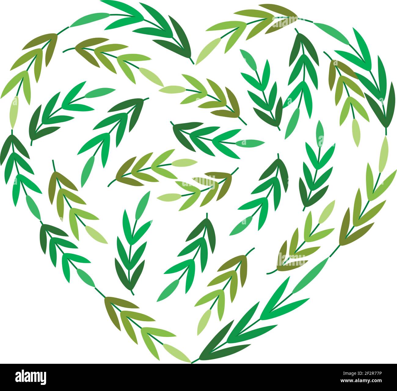 vector heart shape tree leaf garden flowers design Stock Vector Image ...
