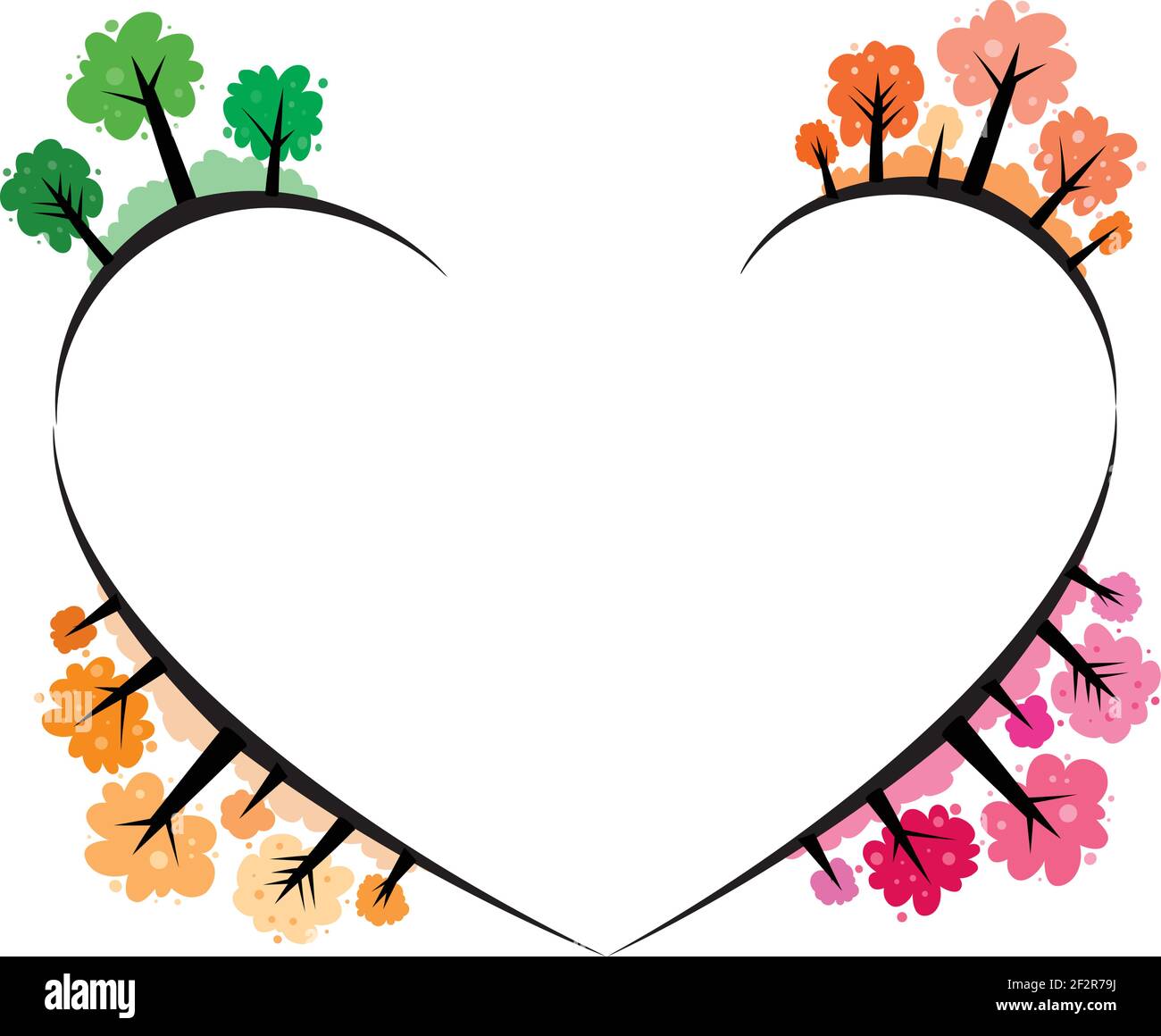 vector trees with heart shape border Stock Vector Image & Art - Alamy