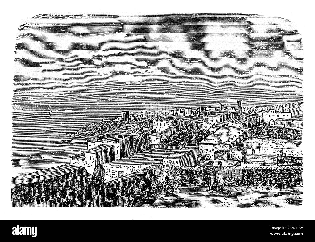 Antique 19th-century illustration of Mogadishu. Engraving published in ...