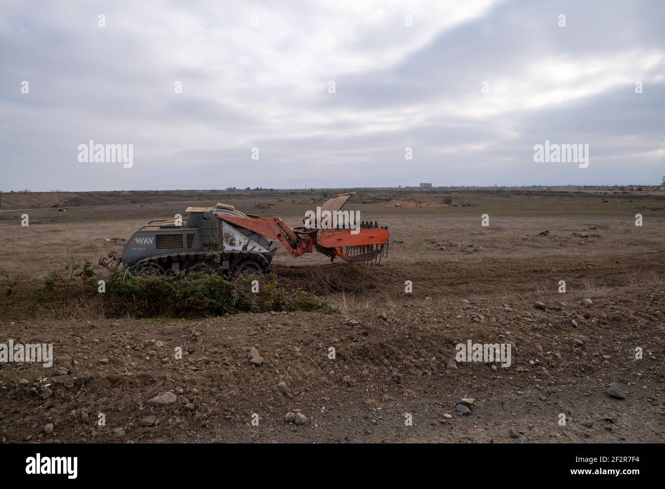 AGDAM, AZERBAIJAN - DECEMBER 14: A Slovakian BOZENA 5 unmanned mine ...