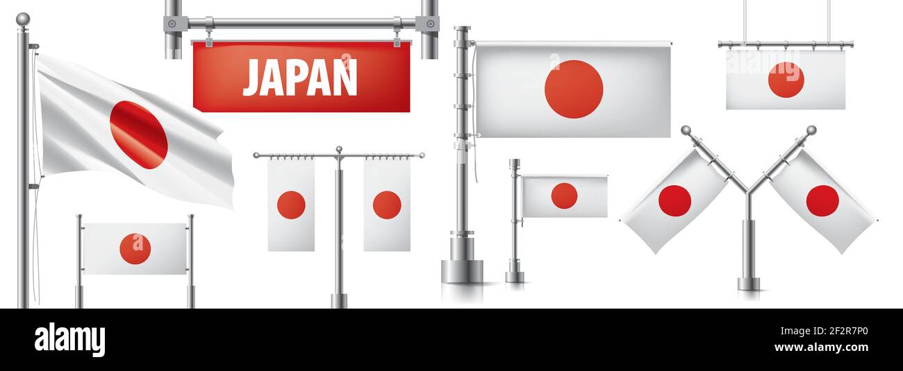 Vector set of the national flag of Japan in various creative designs ...