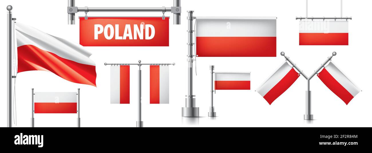 Vector set of the national flag of Poland in various creative designs ...