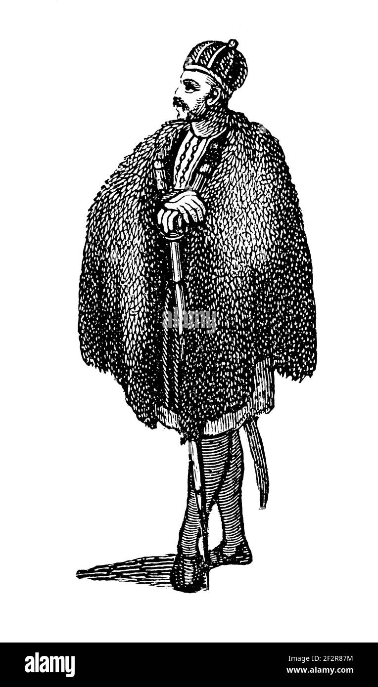 19th-century illustration of Circassian warrior. Engraving published in ...