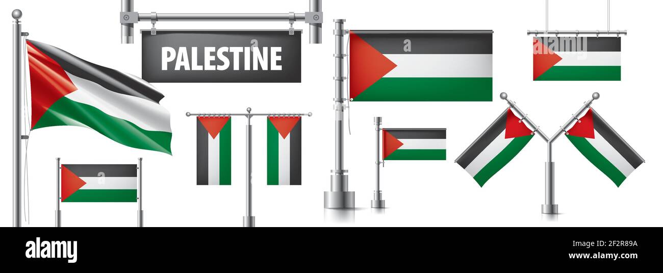 Vector set of the national flag of Palestine in various creative ...