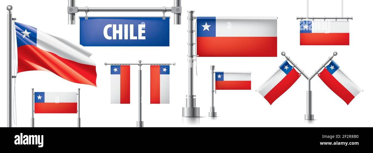 Vector set of the national flag of Chile in various creative designs ...