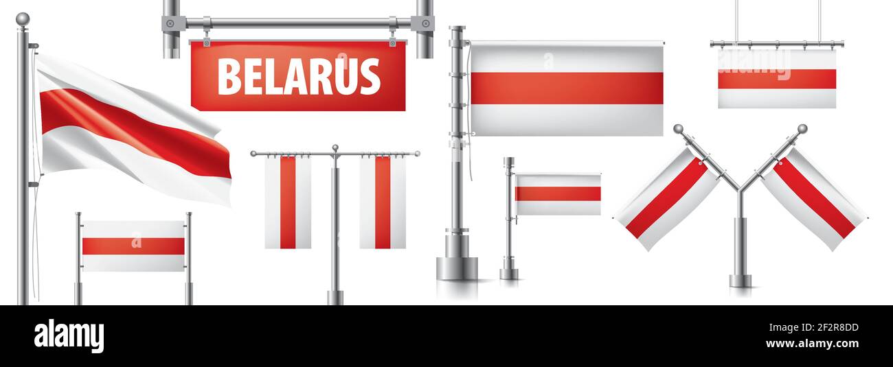 Vector set of the national flag of Belarus in various creative designs ...