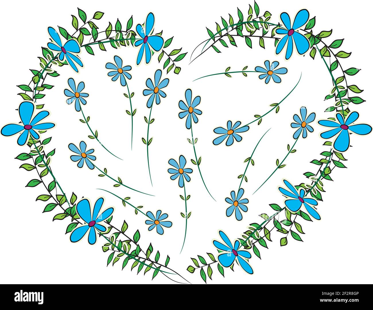 vector heart shape flowers design Stock Vector Image & Art - Alamy