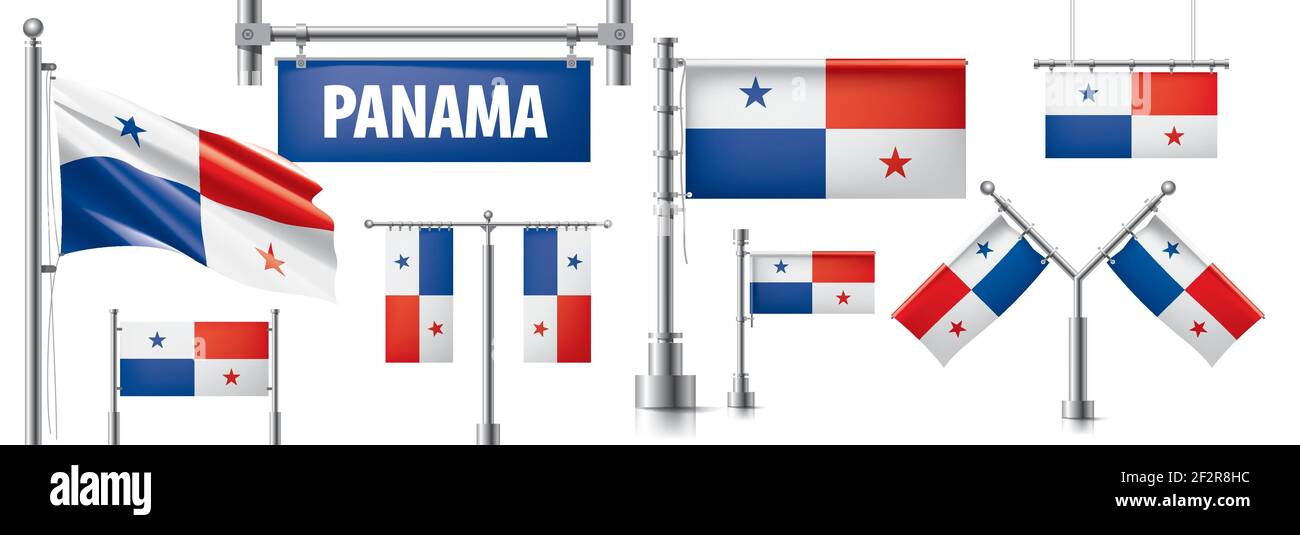 Vector set of the national flag of Panama in various creative designs ...