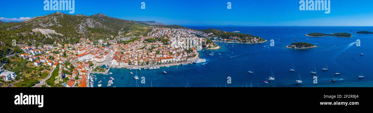 Aerial view of Croatian town Hvar Stock Photo - Alamy