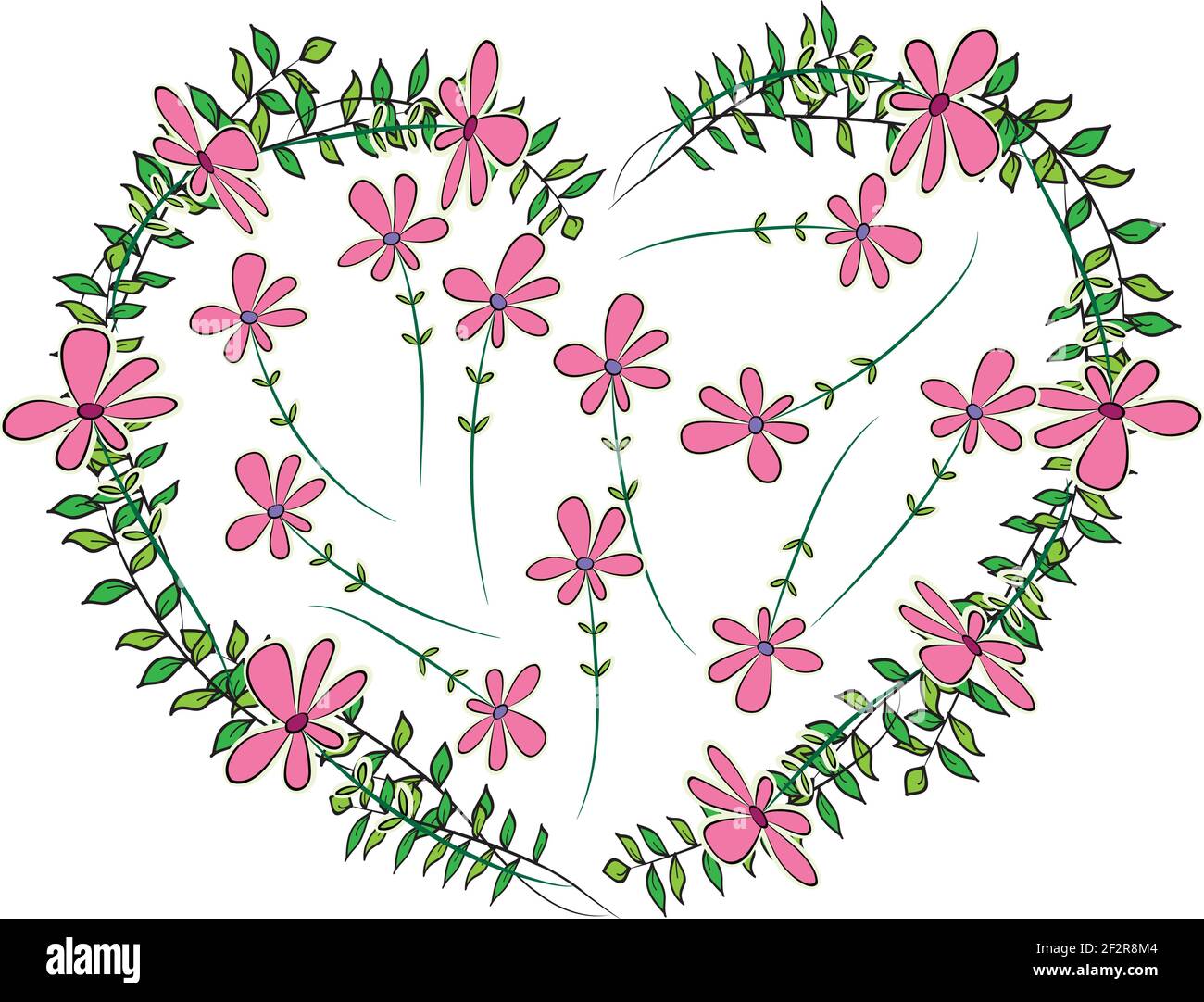 vector heart shape flowers design Stock Vector Image & Art - Alamy