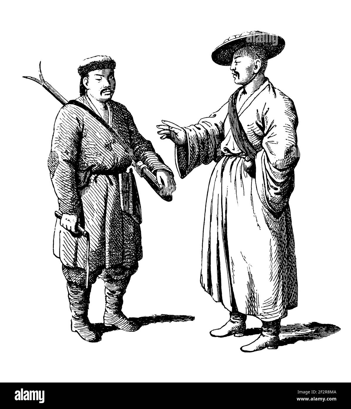 19th-century illustration of Kalmyk people. Engraving published in ...