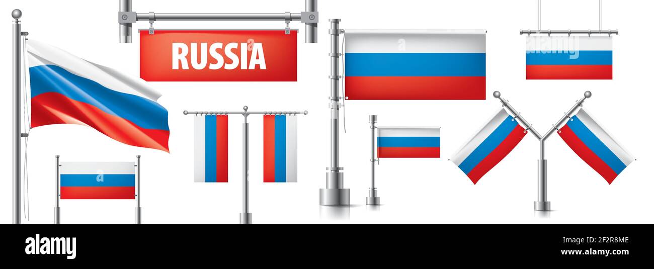 Vector set of the national flag of Russia in various creative designs ...