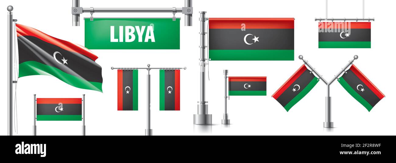 Vector set of the national flag of Libya in various creative designs ...