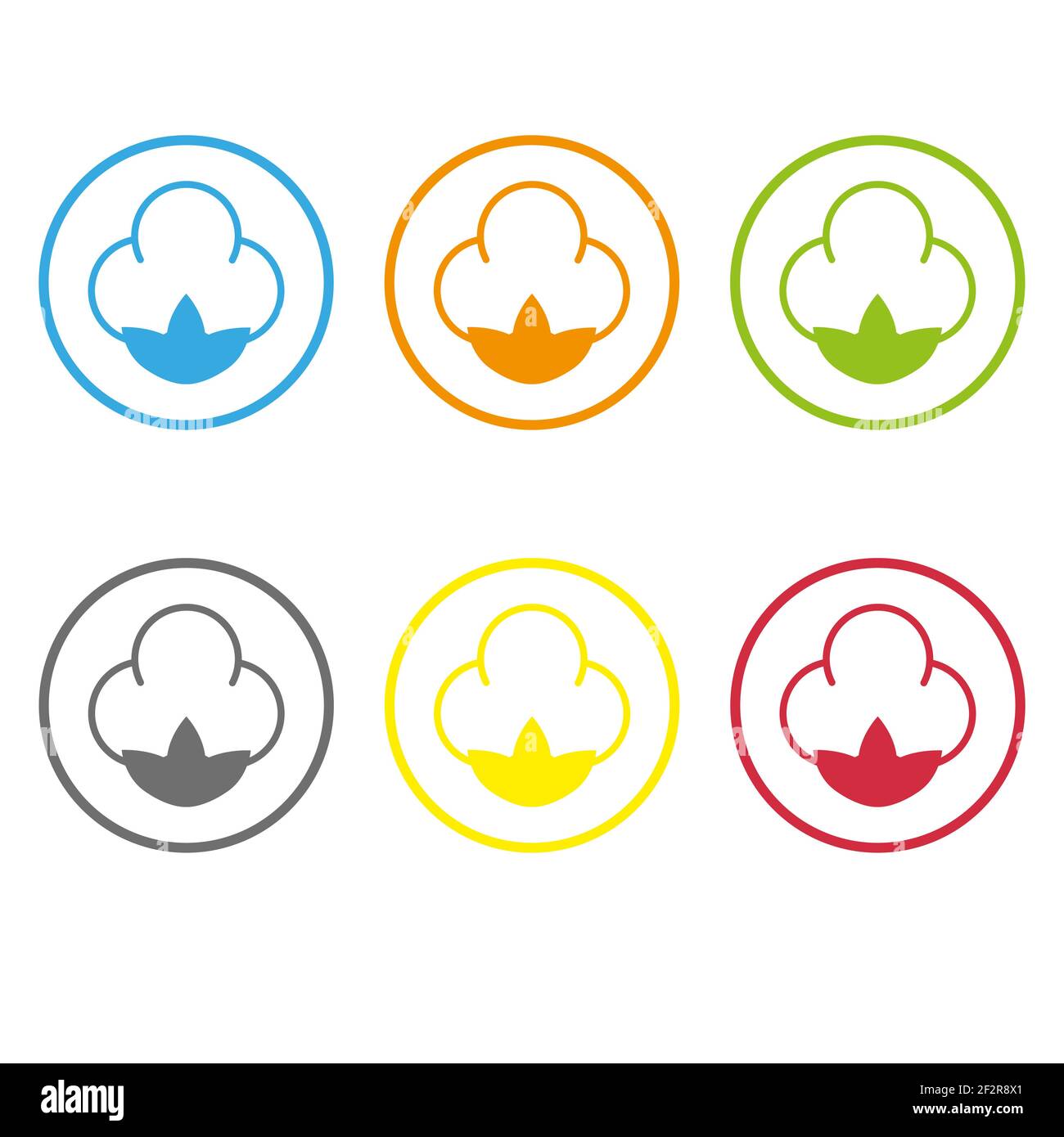 Four variations of vector cotton symbol featuring two color versions ...