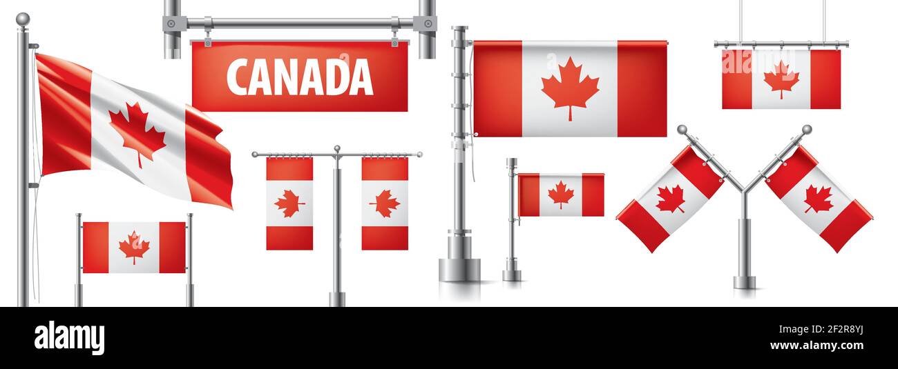 Vector set of the national flag of Canada in various creative designs ...