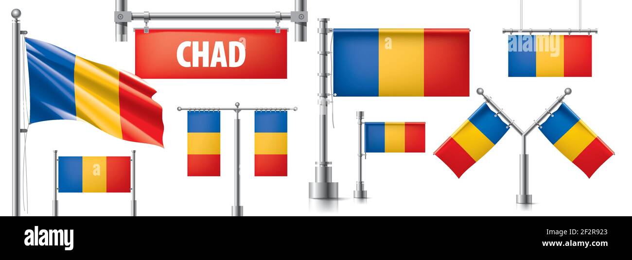 Vector set of the national flag of Chad in various creative designs ...