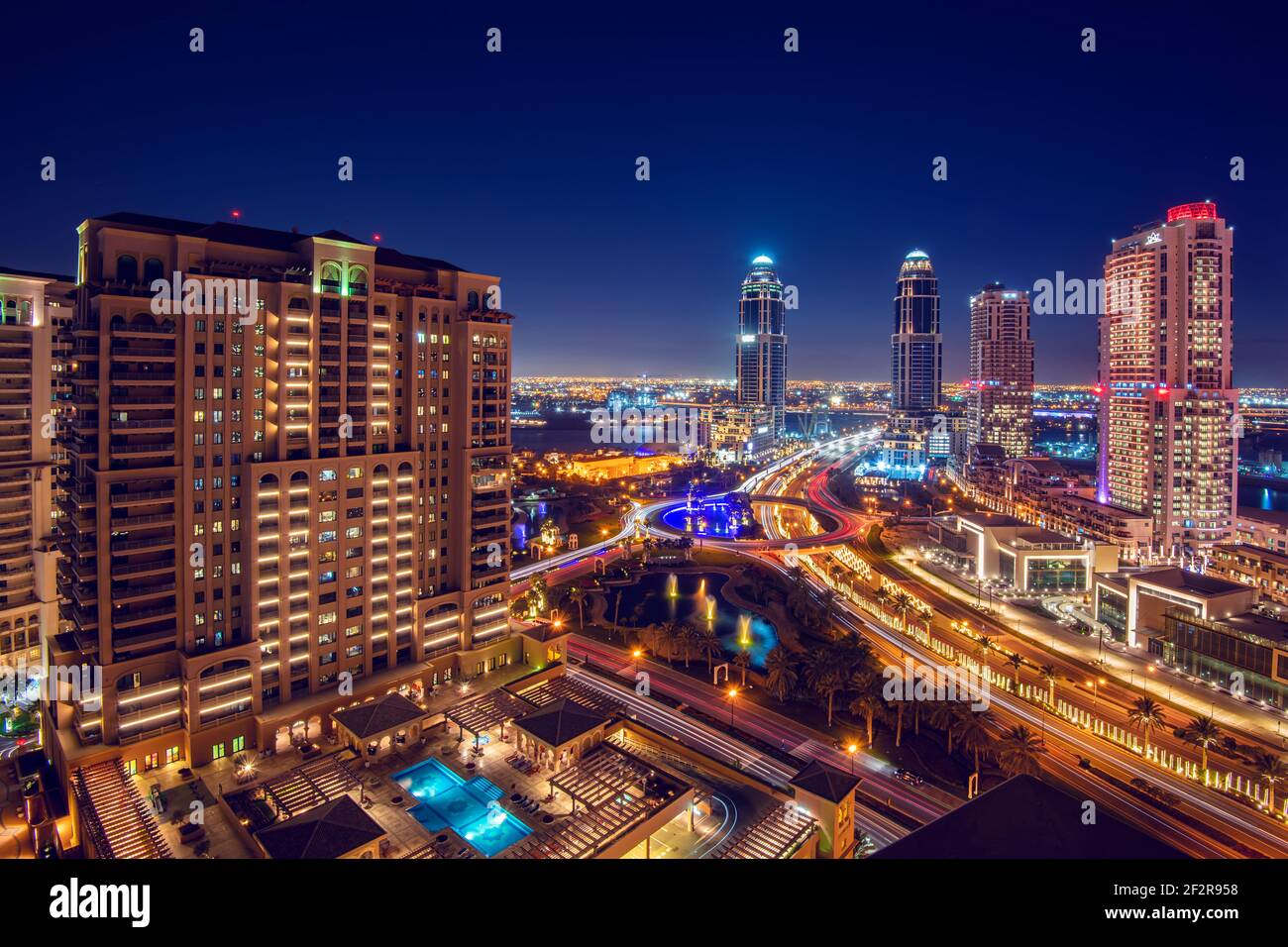 Aerial view of the Pearl-Qatar island in Doha at sunset time Stock ...