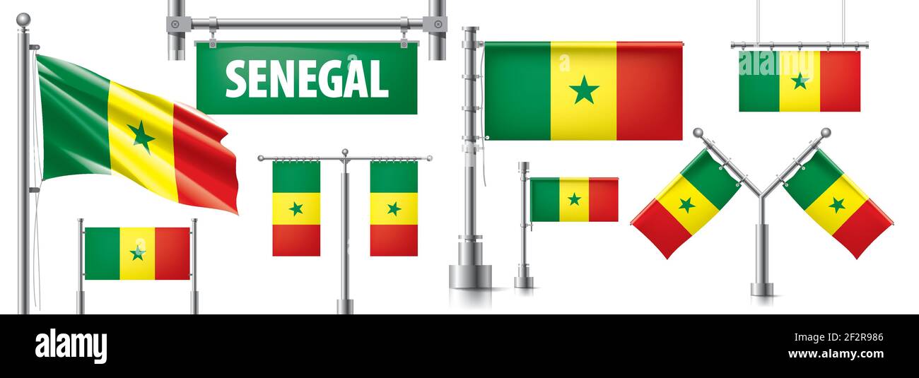 Vector set of the national flag of Senegal in various creative designs ...