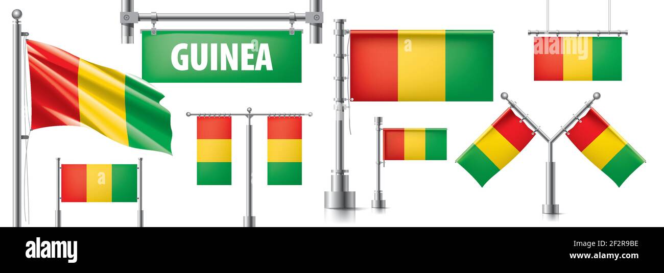 Vector set of the national flag of Guinea in various creative designs ...