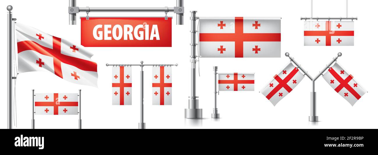 Vector set of the national flag of Georgia in various creative designs ...