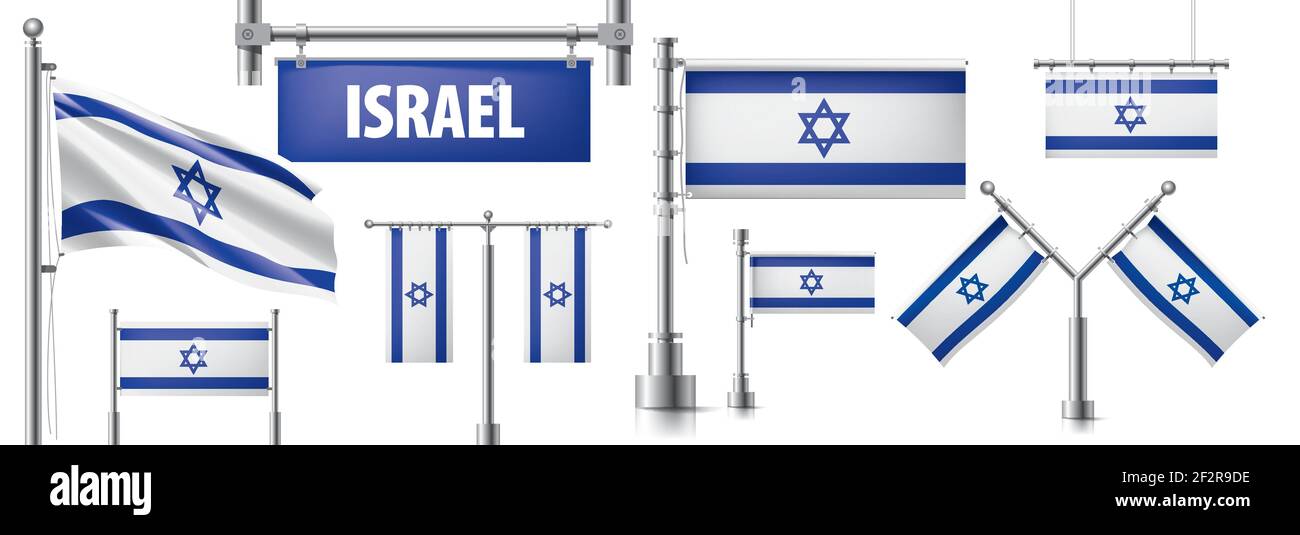 Vector set of the national flag of Israel in various creative designs ...