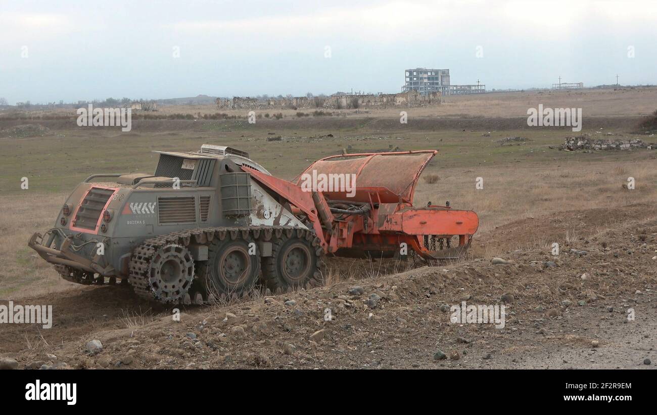 AGDAM, AZERBAIJAN - DECEMBER 14: A Slovakian BOZENA 5 unmanned mine ...