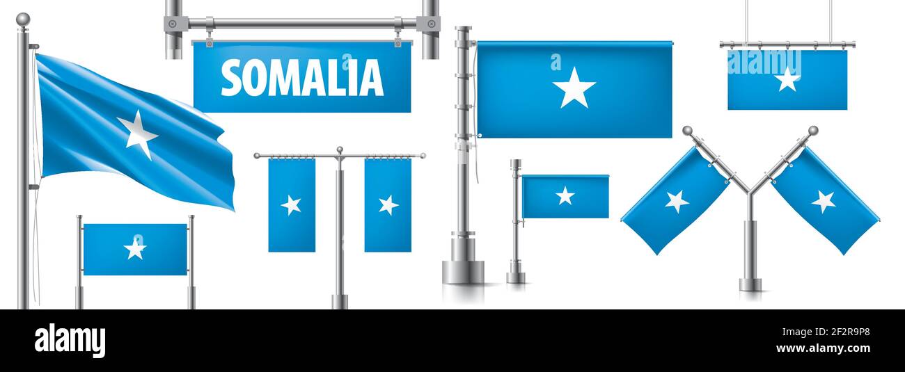 Vector set of the national flag of Somalia in various creative designs ...