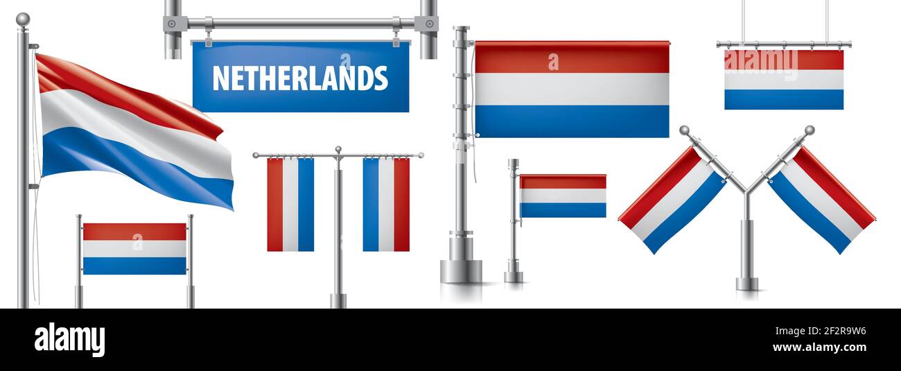 Vector set of the national flag of Netherlands in various creative ...