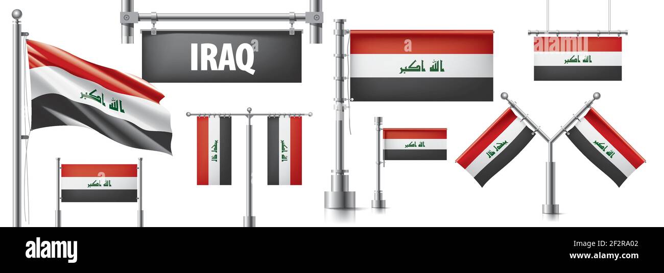 Vector set of the national flag of Iraq in various creative designs ...