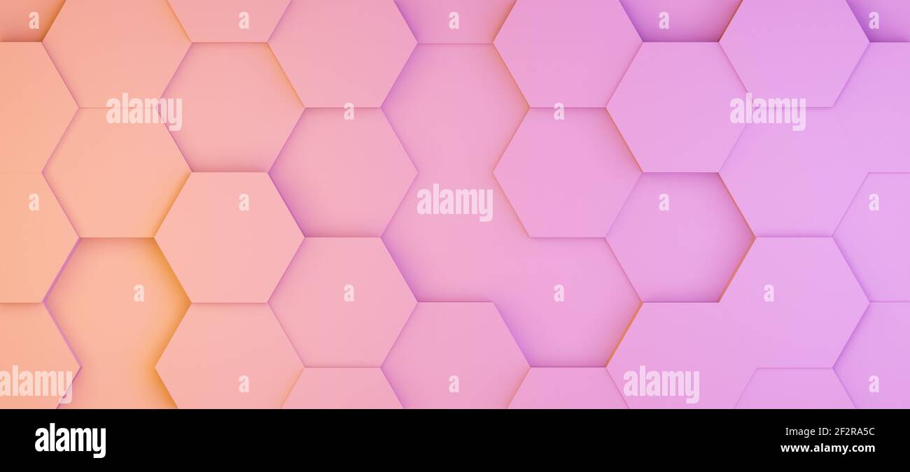 Hexagons or honeycombs tiles, 3D rendering hexagonal wallpaper, geometric illustration, abstract ...