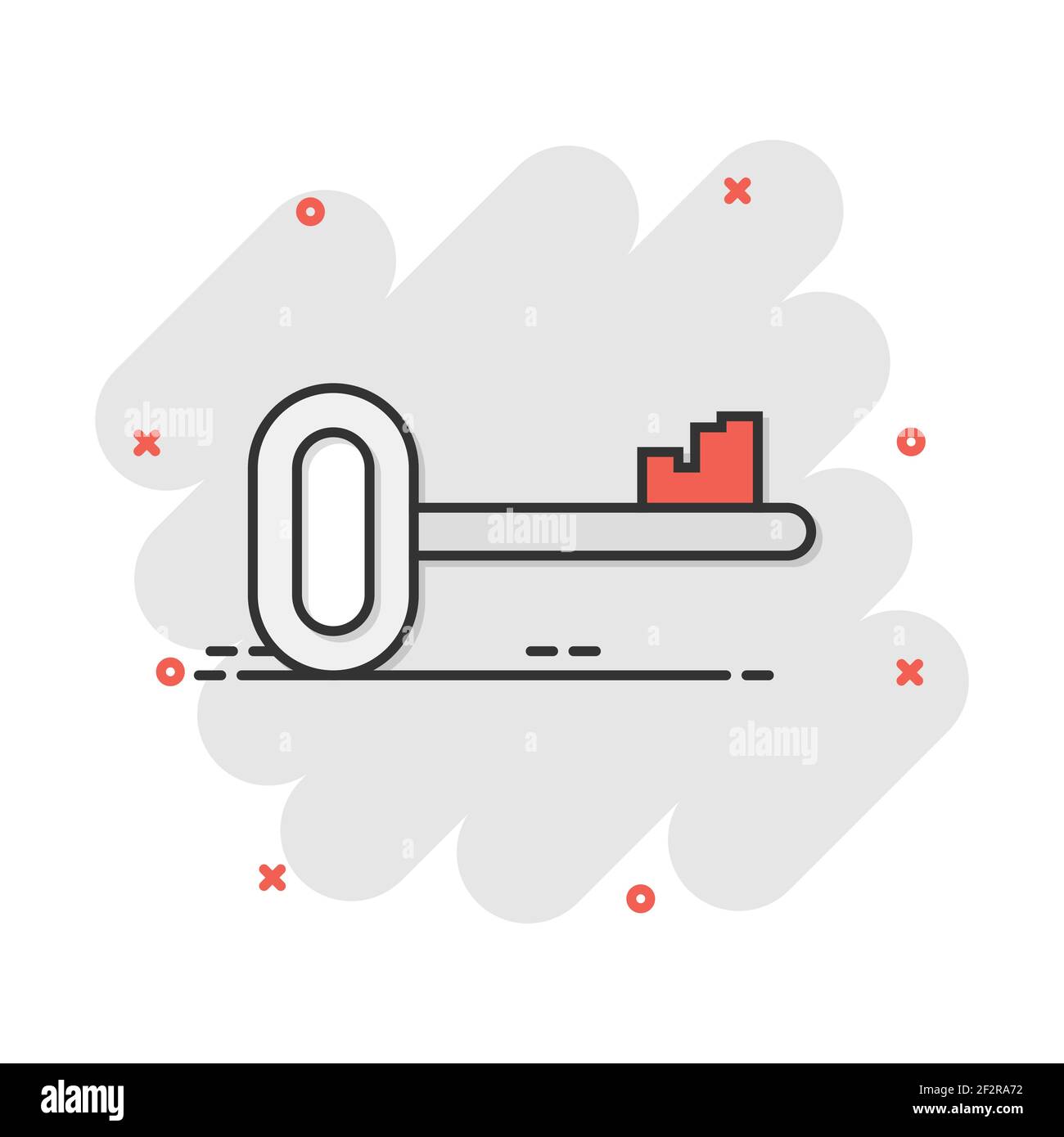 Vector cartoon key icon in comic style. Secret keyword sign ...