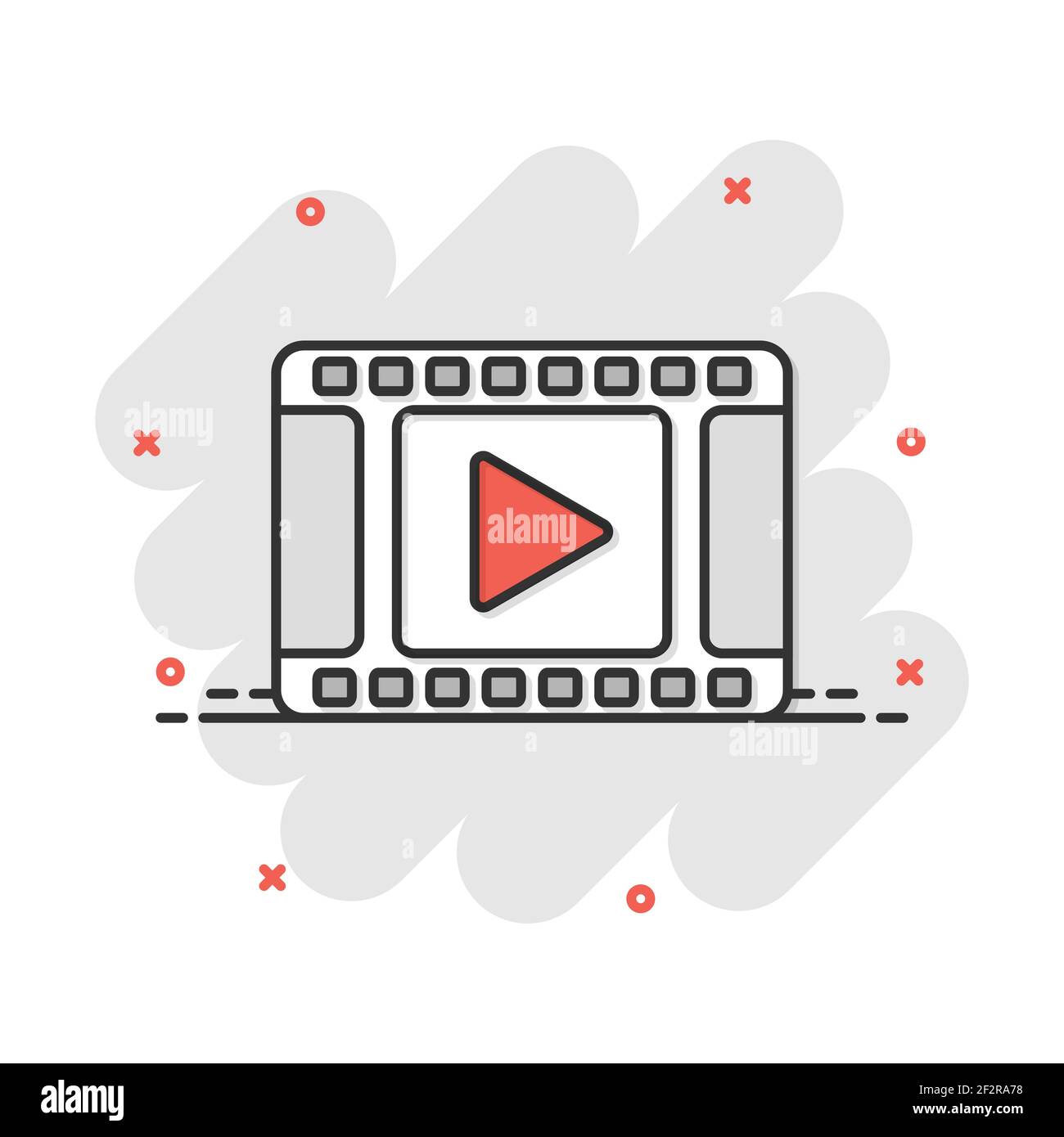 Vector cartoon play button icon in comic style. Play video sign ...