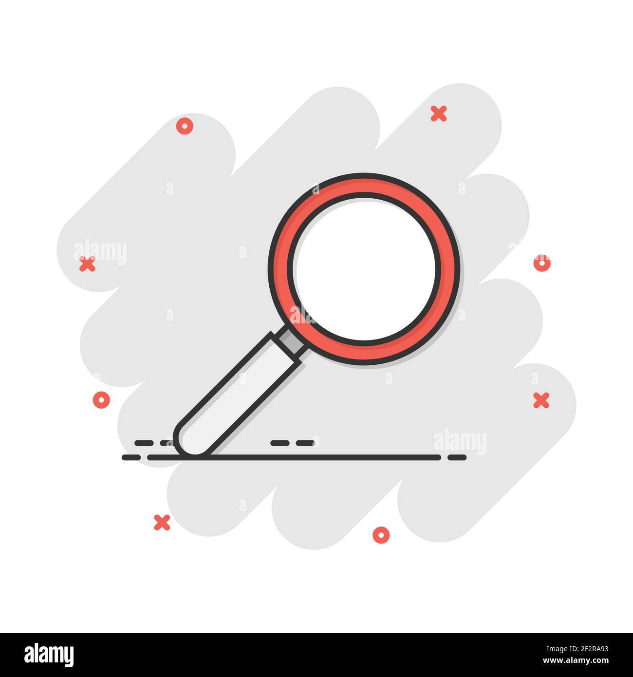 Vector cartoon loupe icon in comic style. Magnifier sign illustration ...