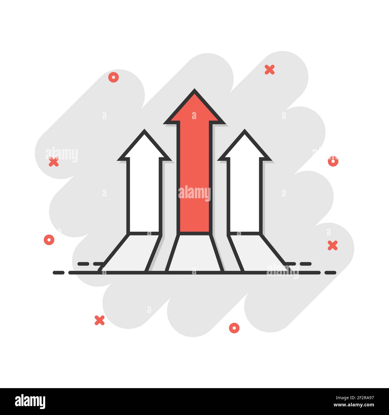 Vector cartoon arrow up icon in comic style. Forward arrow sign ...