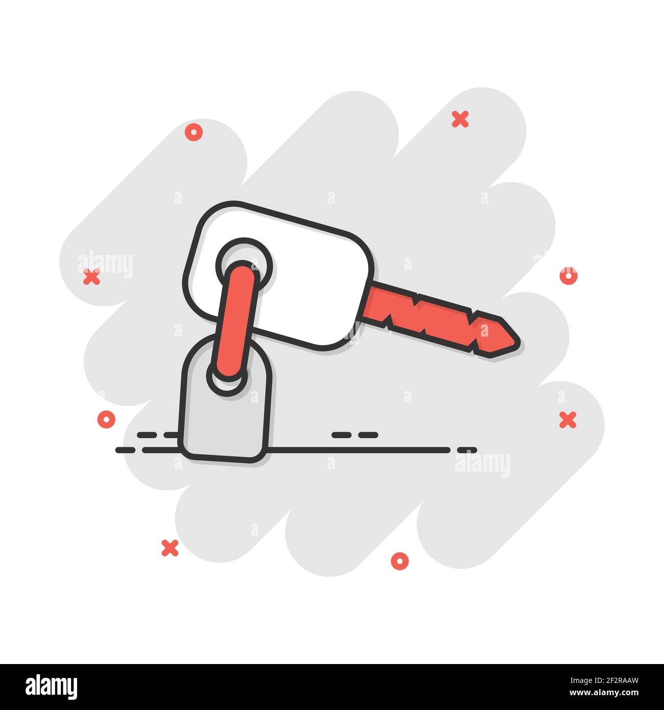 Vector cartoon key icon in comic style. Secret keyword sign ...