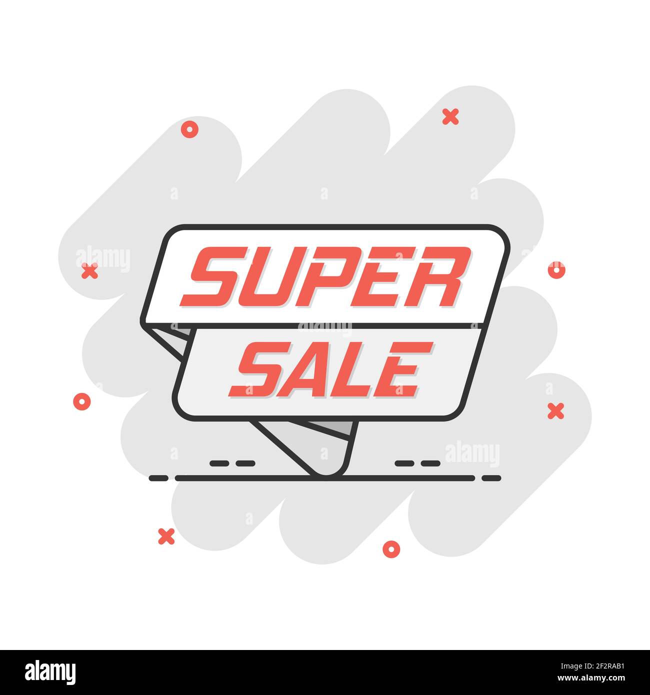 Vector cartoon super sale banner icon in comic style. Badge shopping ...
