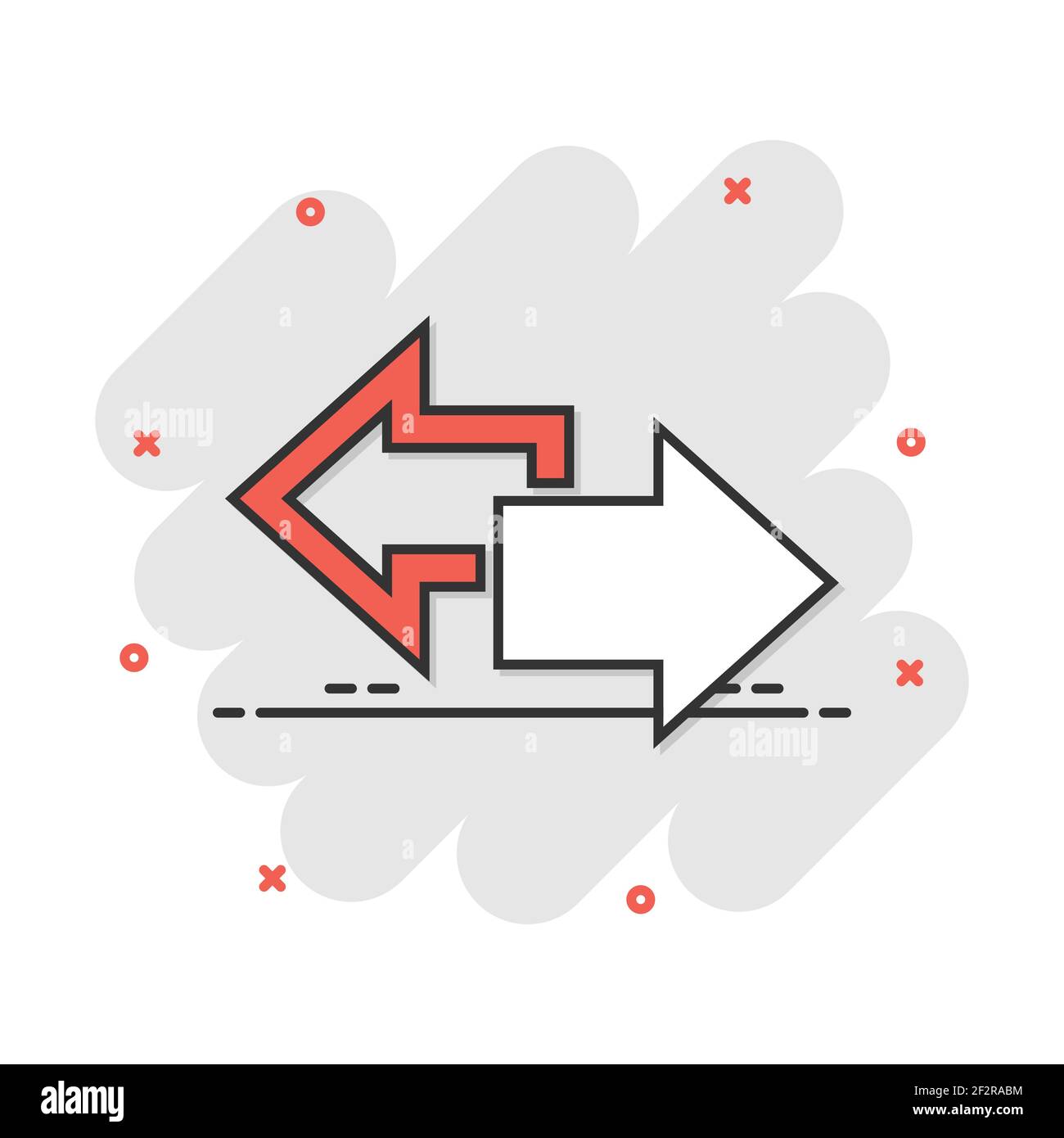 Vector cartoon arrow left and right icon in comic style. Forward arrow ...