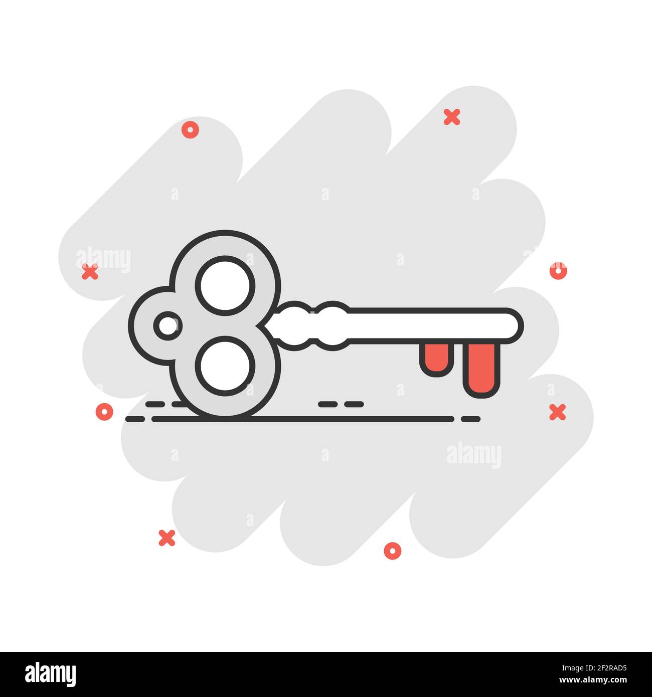 Vector cartoon key icon in comic style. Secret keyword sign ...