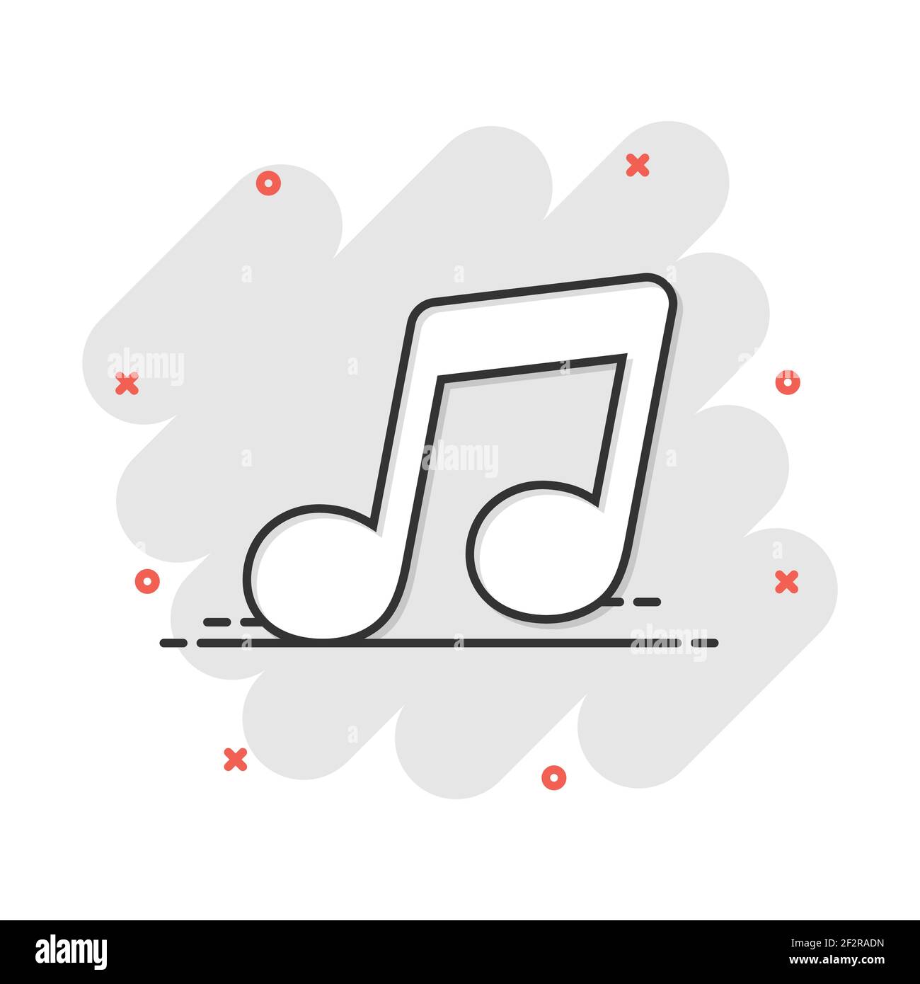 Vector cartoon music icon in comic style. Sound note sign illustration ...