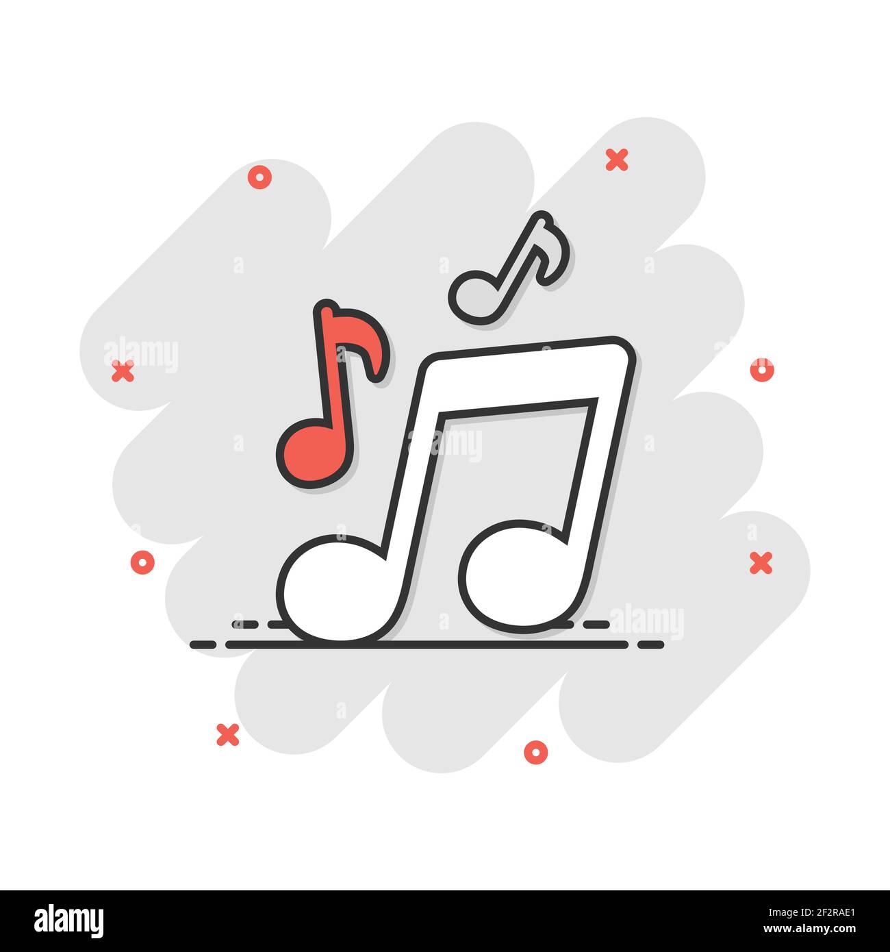 Vector cartoon music icon in comic style. Sound note sign illustration ...