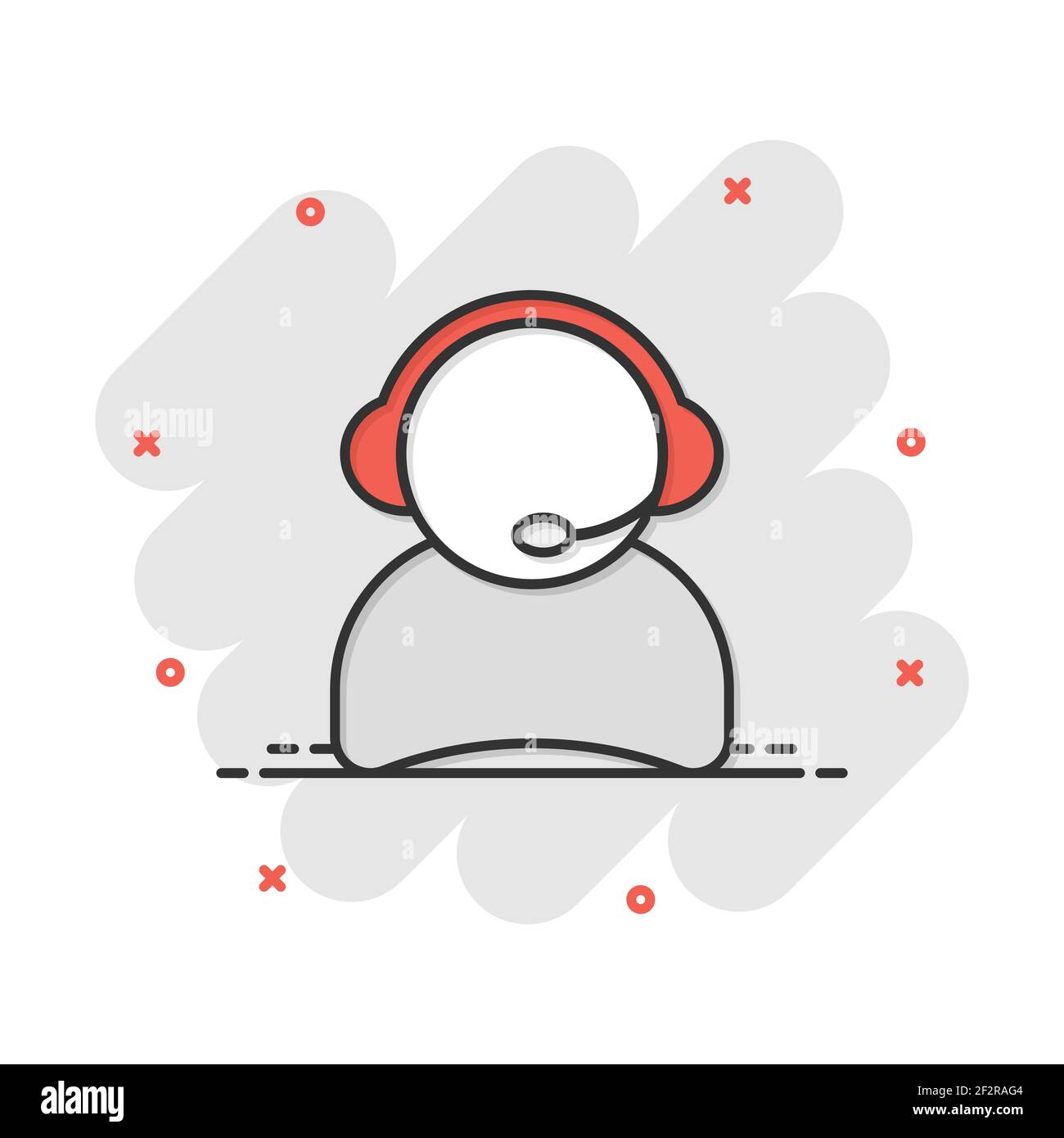Vector cartoon operator with microphone icon in comic style. Operator ...