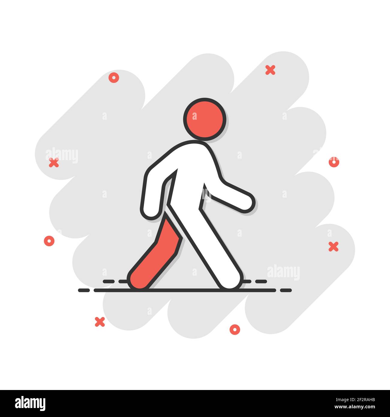 Vector cartoon walking man icon in comic style. People walk sign ...