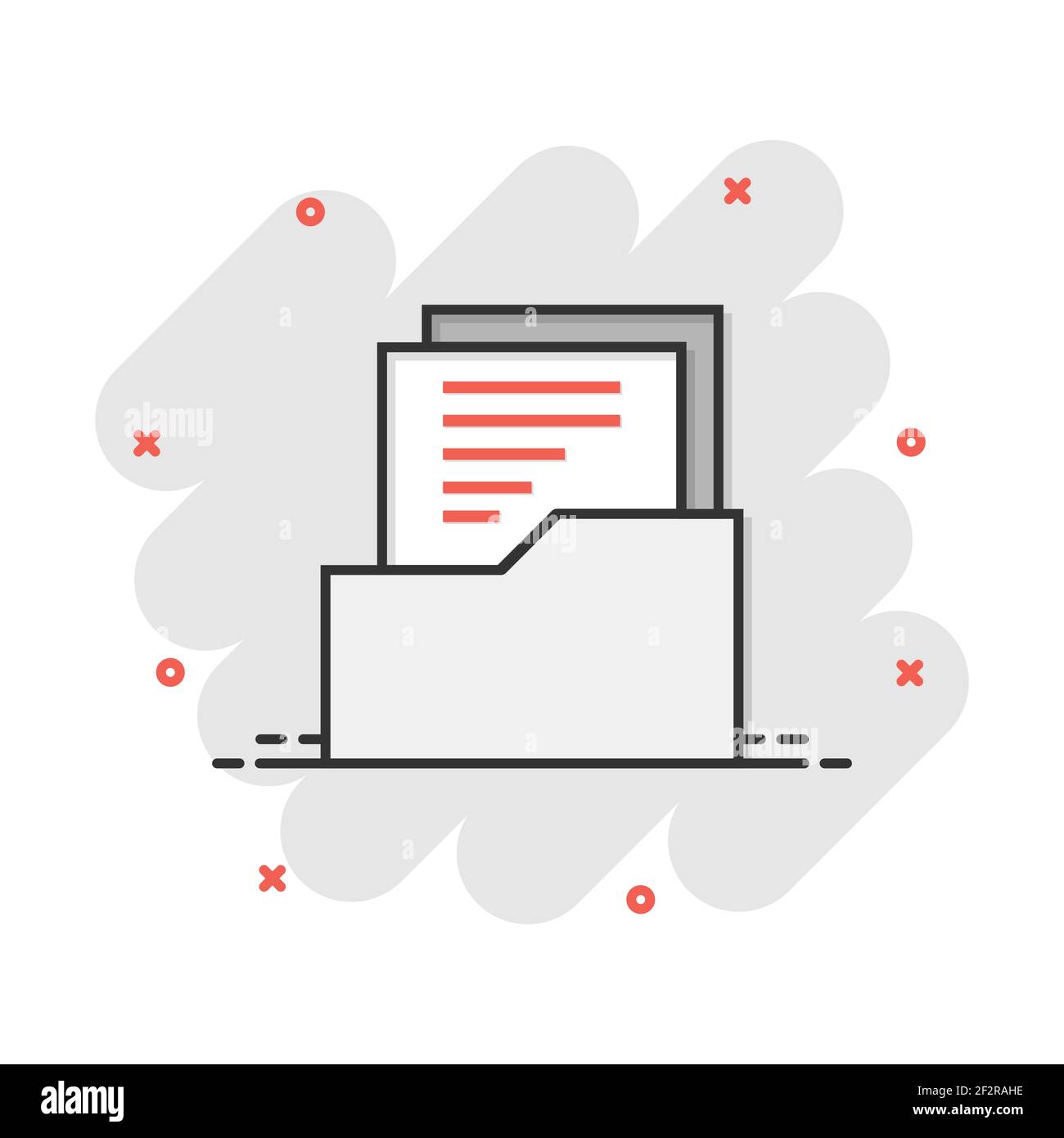 Vector cartoon document icon in comic style. Archive data file sign ...