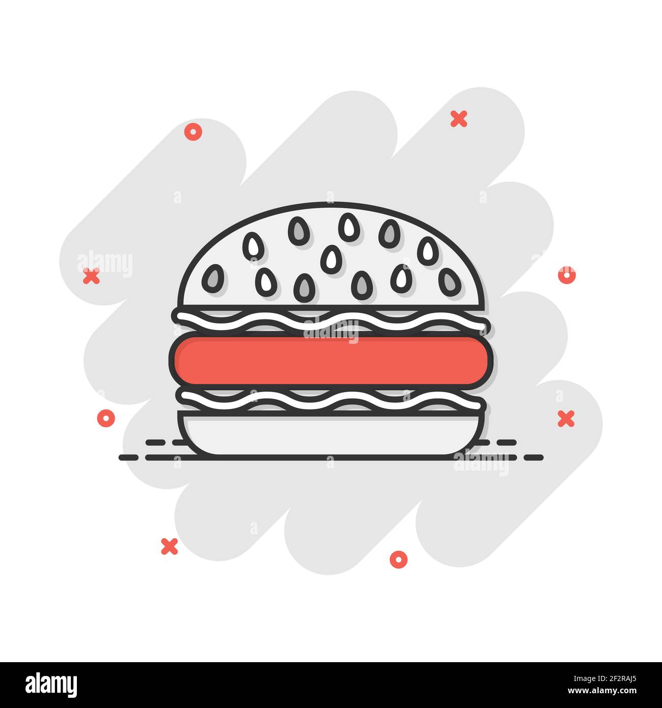 Vector cartoon burger fast food icon in comic style. Hamburger sign ...