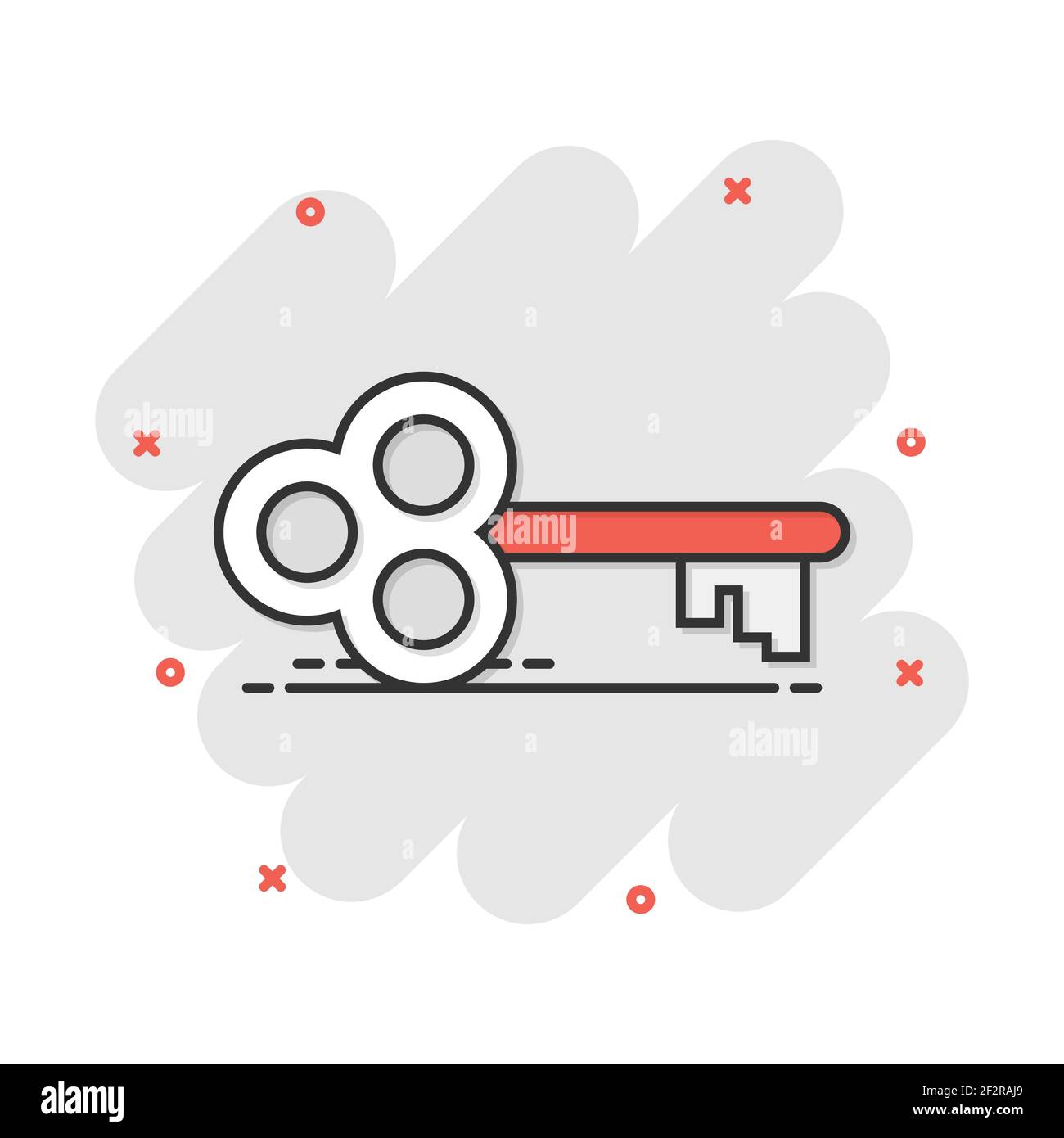 Vector cartoon key icon in comic style. Secret keyword sign ...
