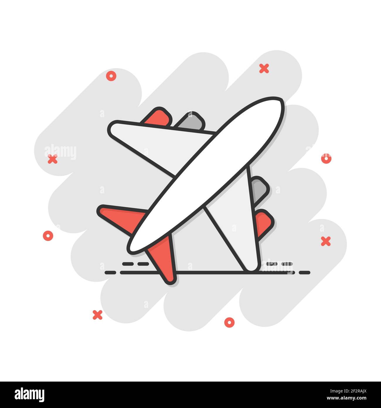Vector cartoon airplane icon in comic style. Airport plane sign ...