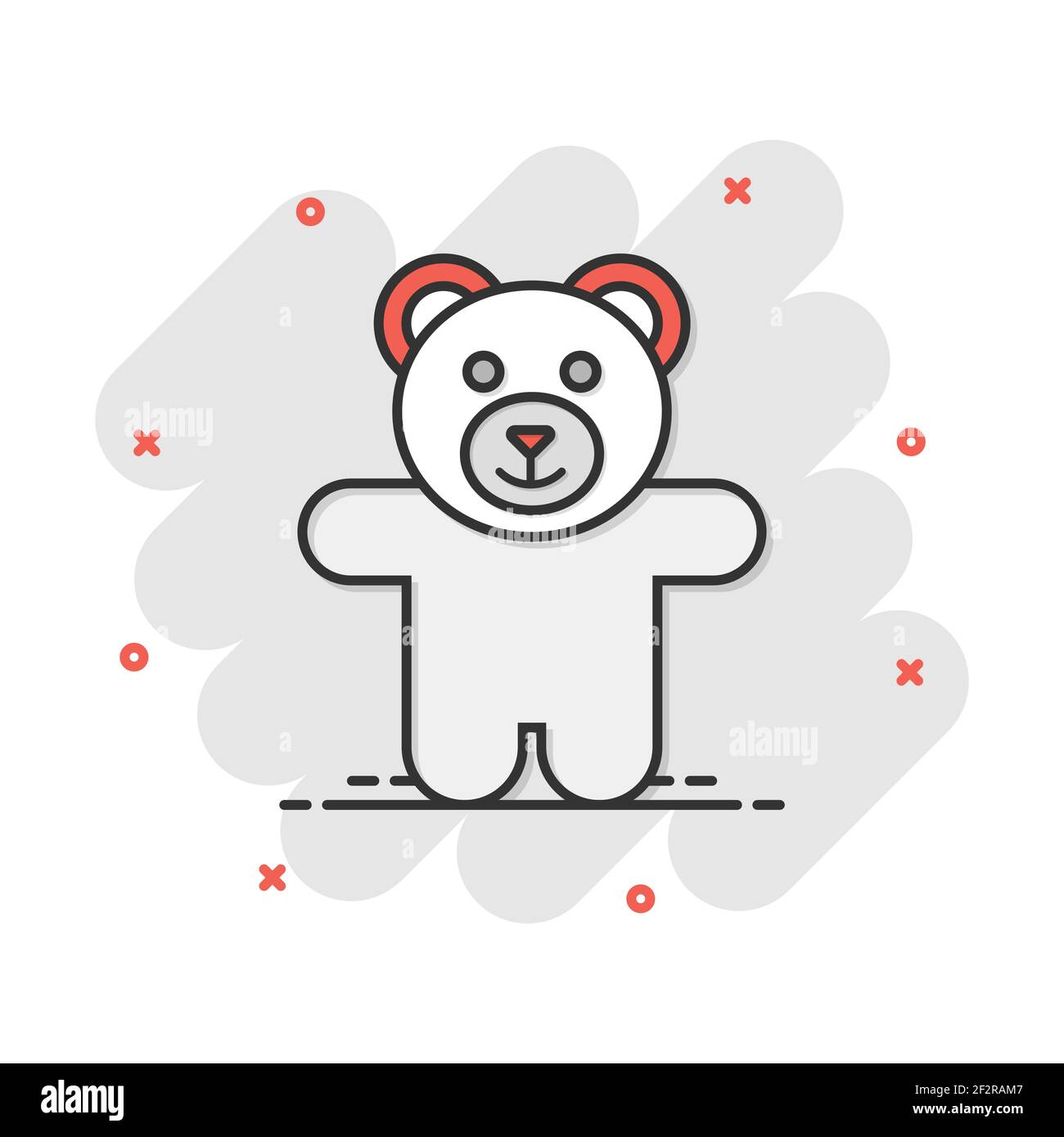 Vector cartoon teddy bear plush toy icon in comic style. Teddy toy sign ...
