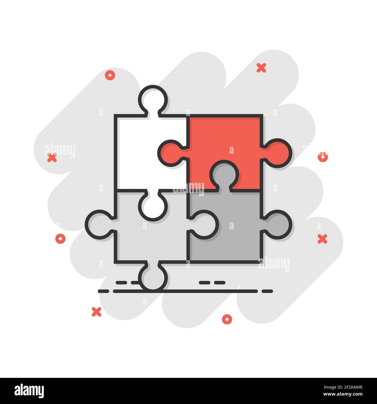 Puzzle compatible icon in comic style. Jigsaw agreement vector cartoon ...